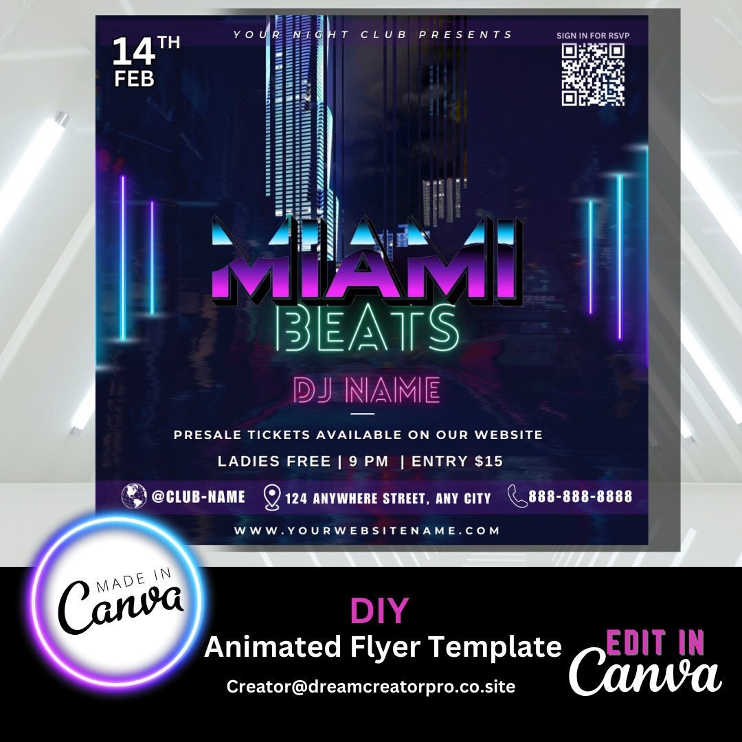 Miami Animated Club Flyer - Illuminate Your Nightlife Experience! Miami ...