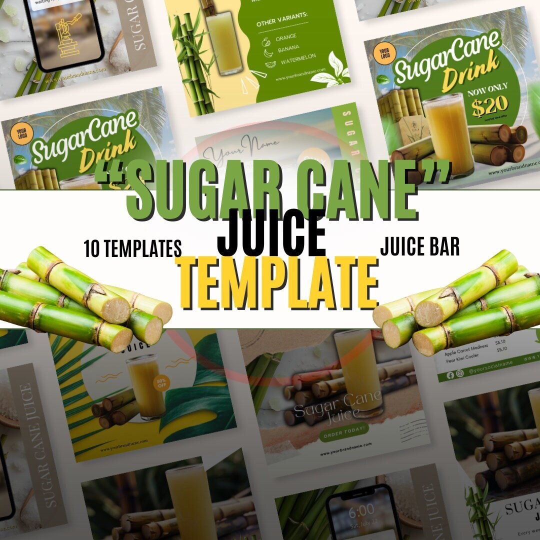 Sugar Cane Juice Flyer / Sugar Cane Flyer / Juice Bar / Juice Bar ...