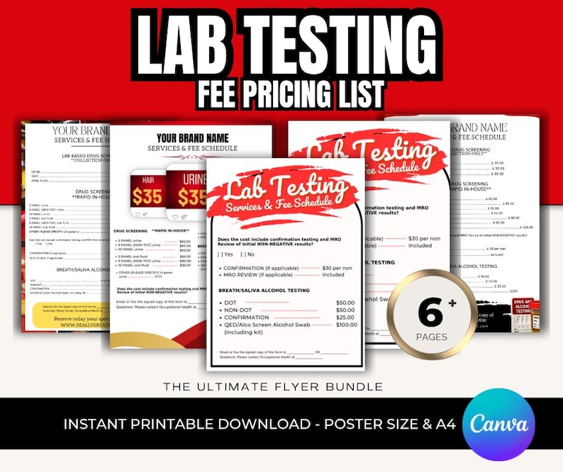 Editable Drug & Alcohol Testing Fee Schedule Flyer - Canva Template ...