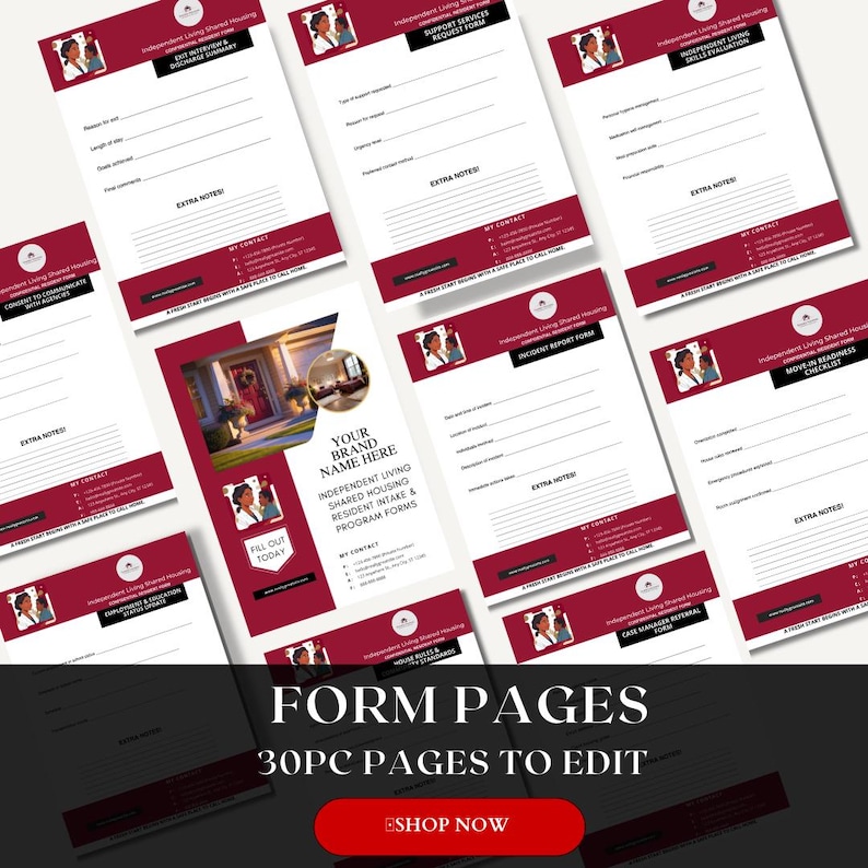 Shared Housing Independent Living Forms Packet | 30 Page Intake, Case ...