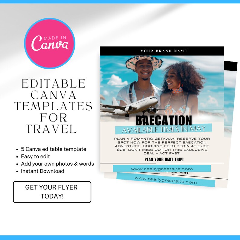 Travel Agent Flyer Template for Canva - Etsy