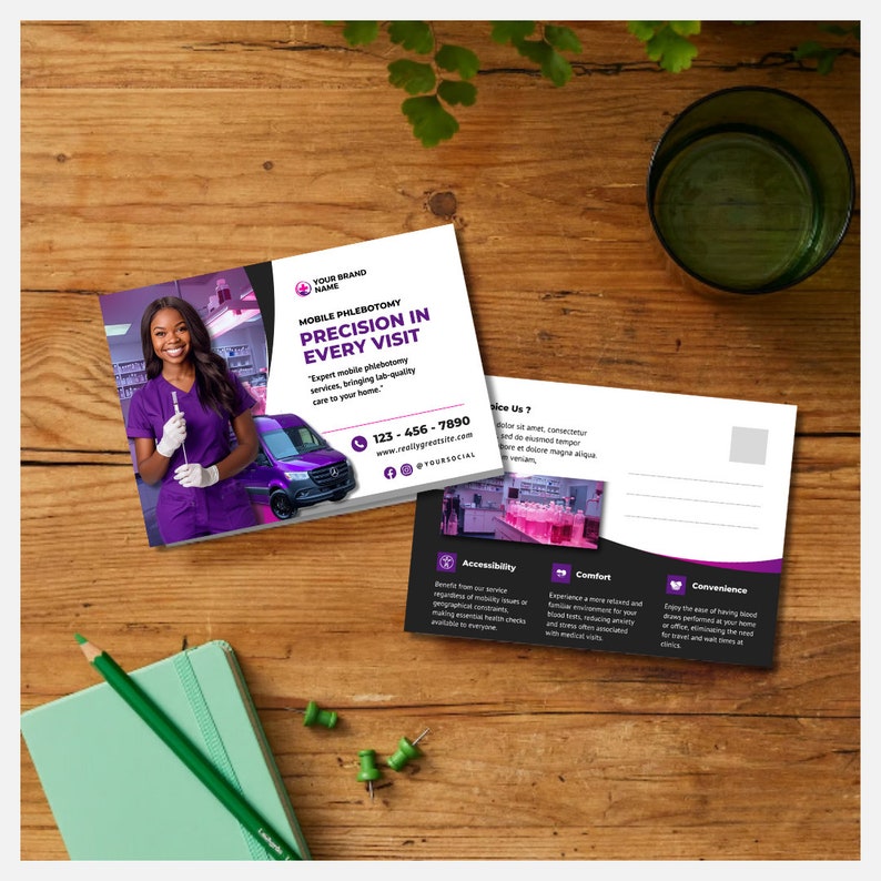Mobile Phlebotomy Service Postcard Template / DIY Medical Service Flyer ...