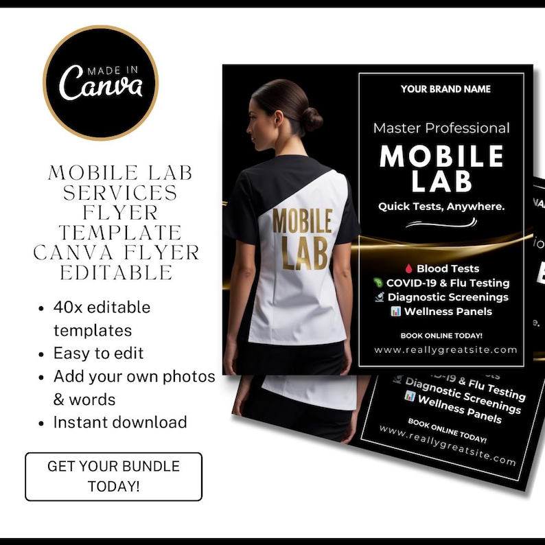 Mobile Lab Testing Flyer Canva Templates / DIY DNA Lab Service ...