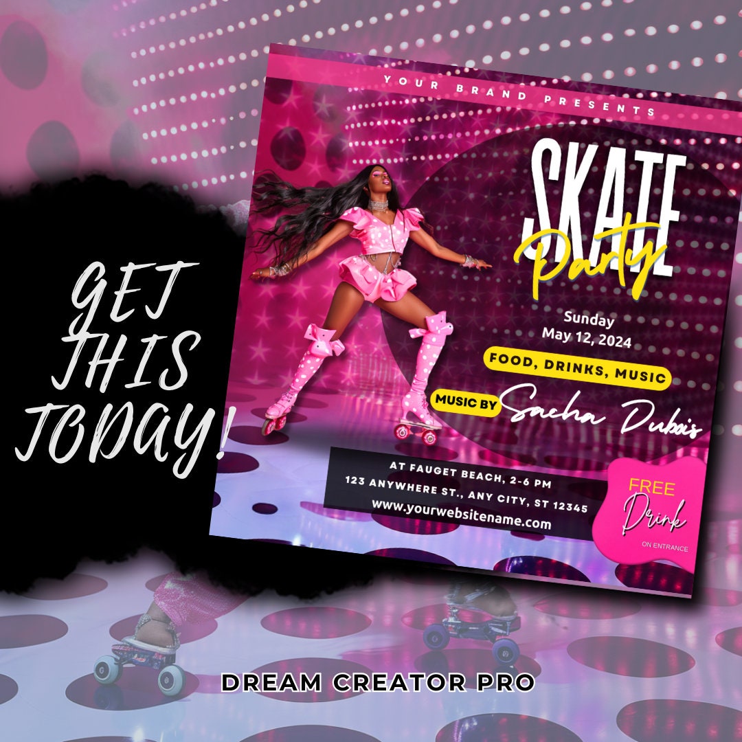 Skate Party Flyer Template / Party Flyer / Club Flyer / Canva Flyer ...