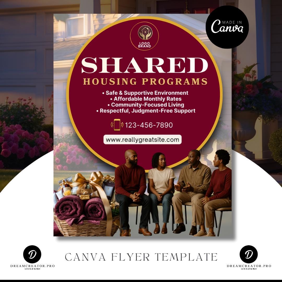 Shared Housing Flyer Template | Affordable Living Canva Flyer ...