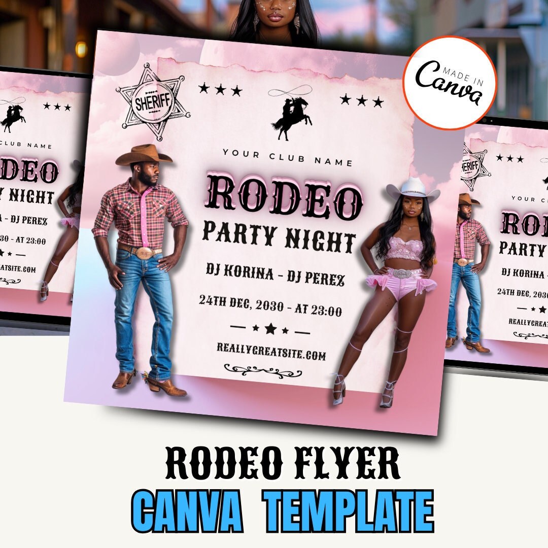 Rodeo Western Night Party Flyer Template, Party Flyer, Club Flyer ...