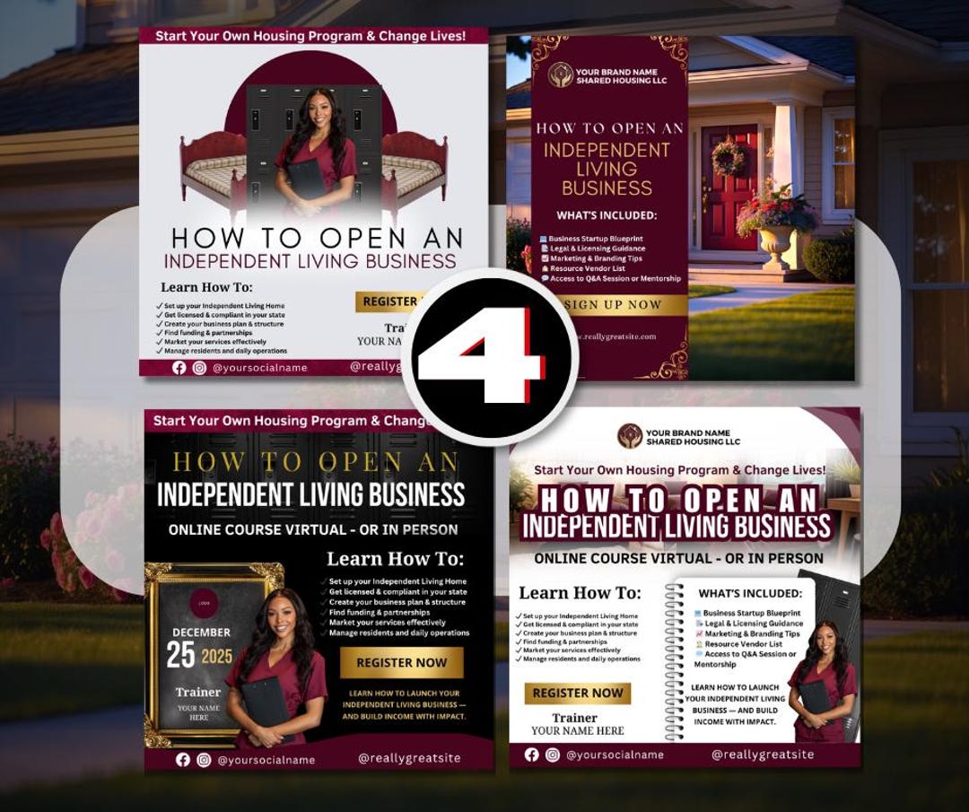 Independent Living Business Flyer Bundle | 4 Editable Canva Templates ...