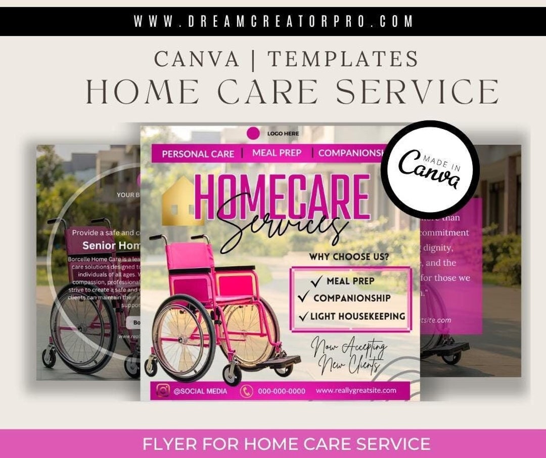 Home Care Service Flyer / DIY Home Care Service Flyer/ Pink Home Care ...