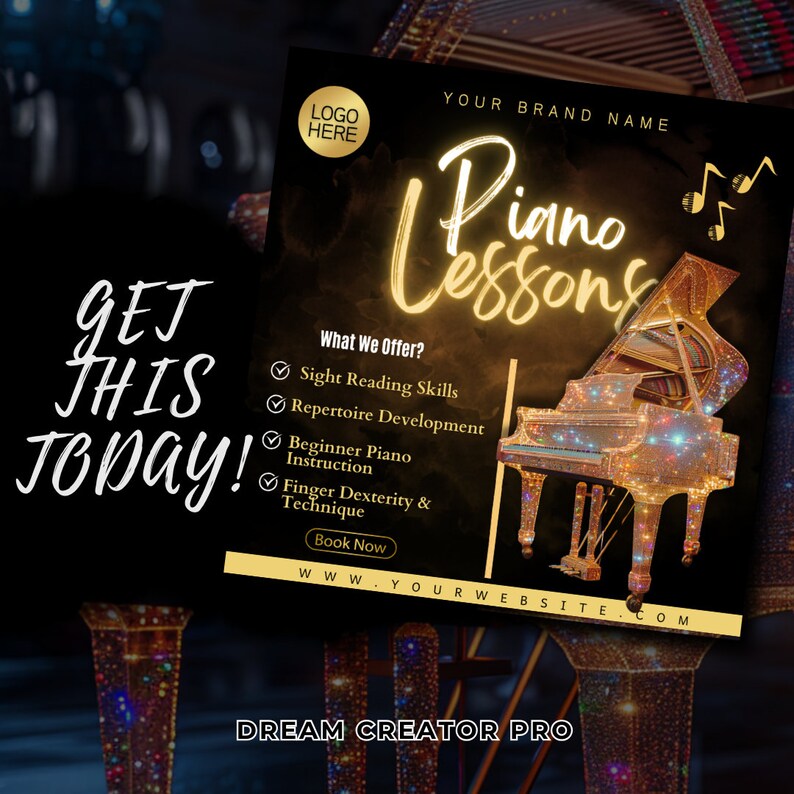 Piano Lessons Flyer Template, Classes Flyer, Online Class Template ...