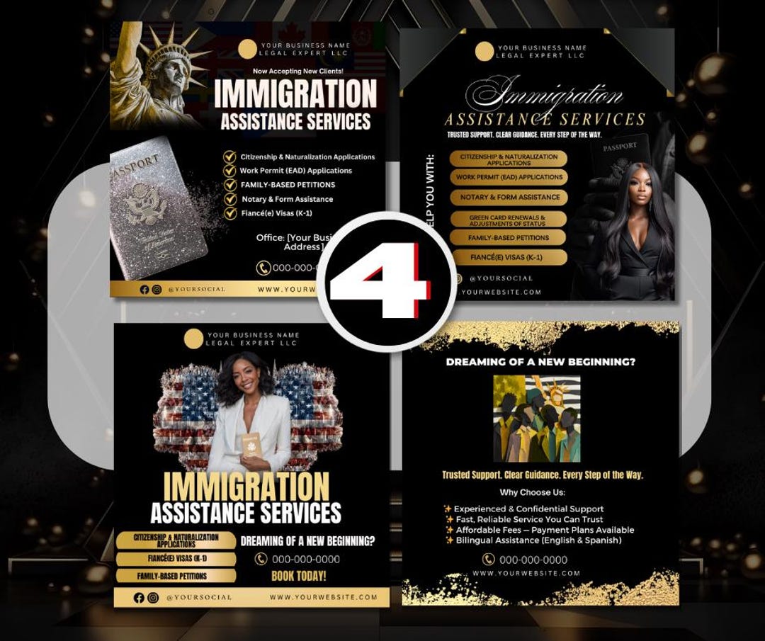 Immigration Services Flyer Bundle | 4 Editable Canva Templates | Legal ...