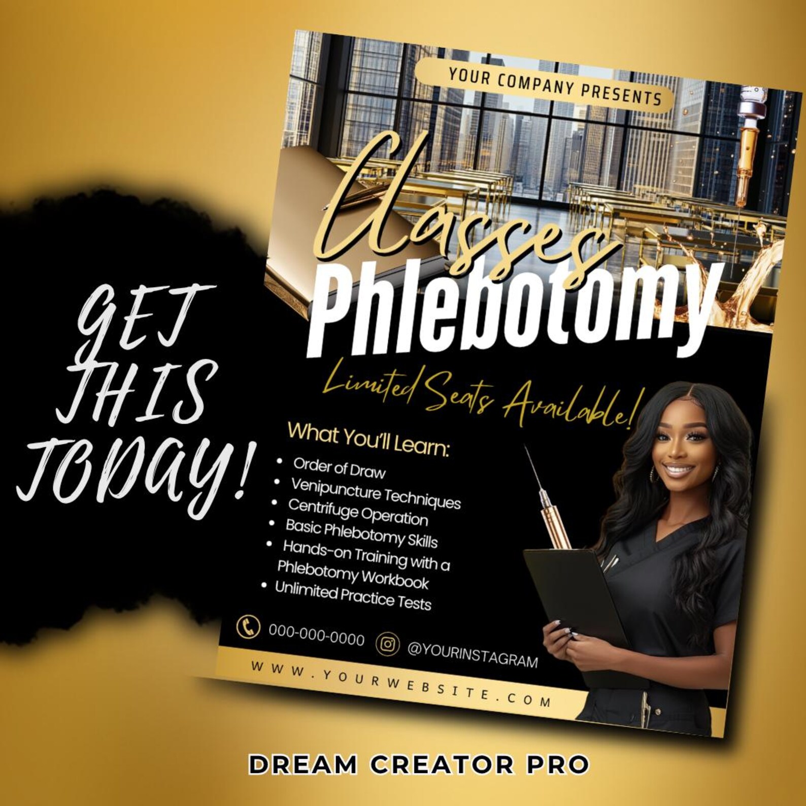 Phlebotomy Service Class Flyer Template / DIY Medical Service Flyer ...