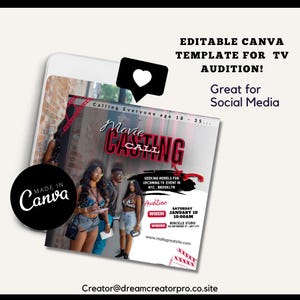 TV AUDITION Flyer Canva Template / Casting Call / Audition Director ...