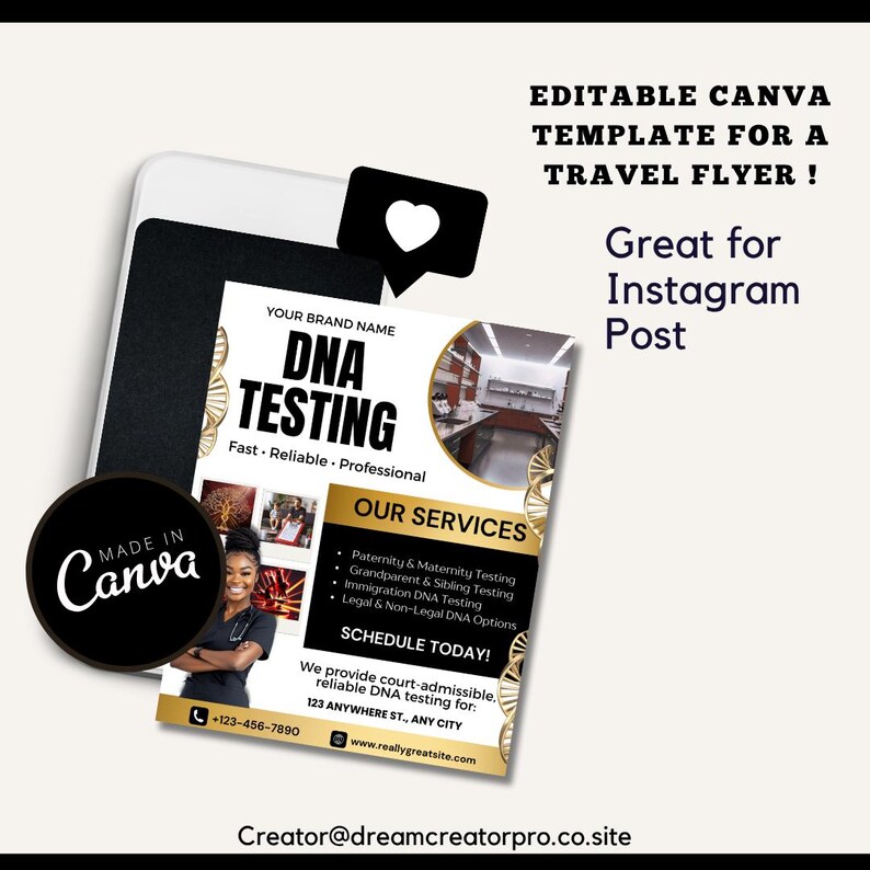 DNA Testing Instagram Post Template | Canva Editable DNA Lab Services ...
