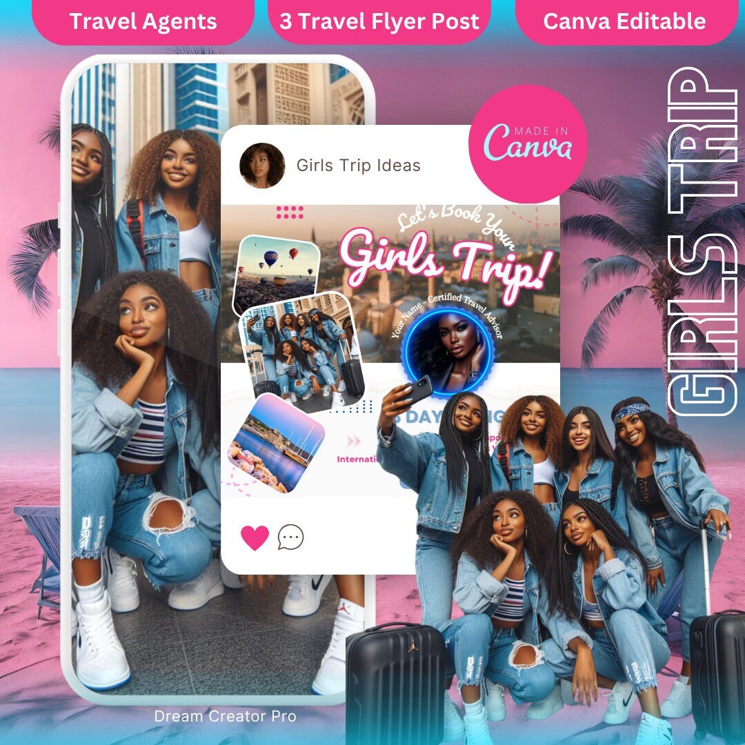 Girls Trip Canva-editable Travel Agent Flyers DIY Travel Agent Flyer ...