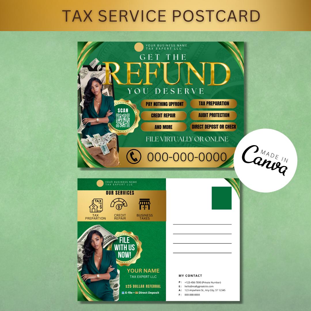 Tax Postcard Bundle | 12 Canva Templates | Printable Tax Service ...