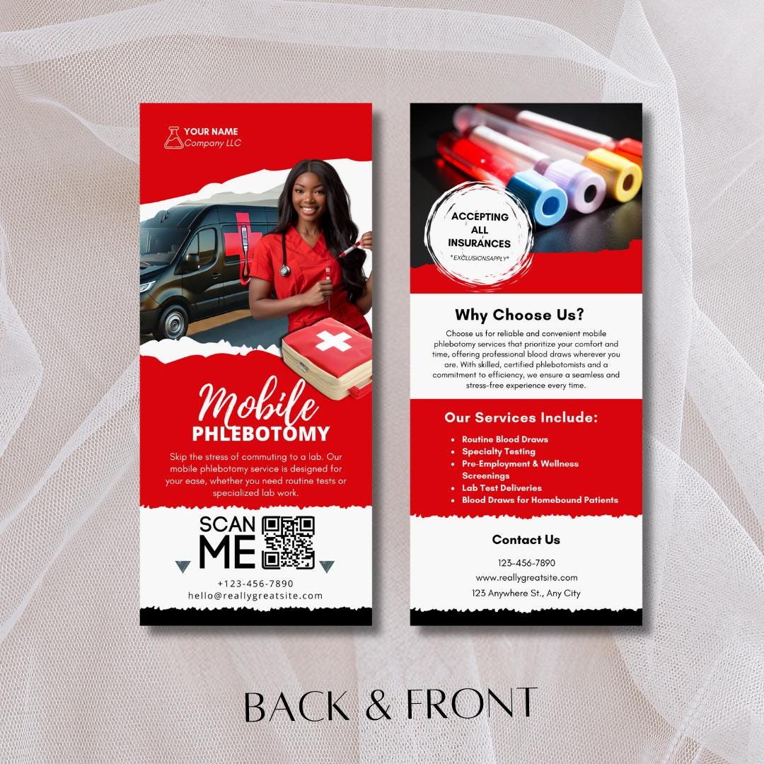 Phlebotomy Service Rack Card Template / DIY Medical Service Flyer ...
