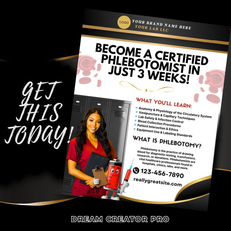 Phlebotomy Service Class Flyer Template / DIY Medical Service Flyer ...