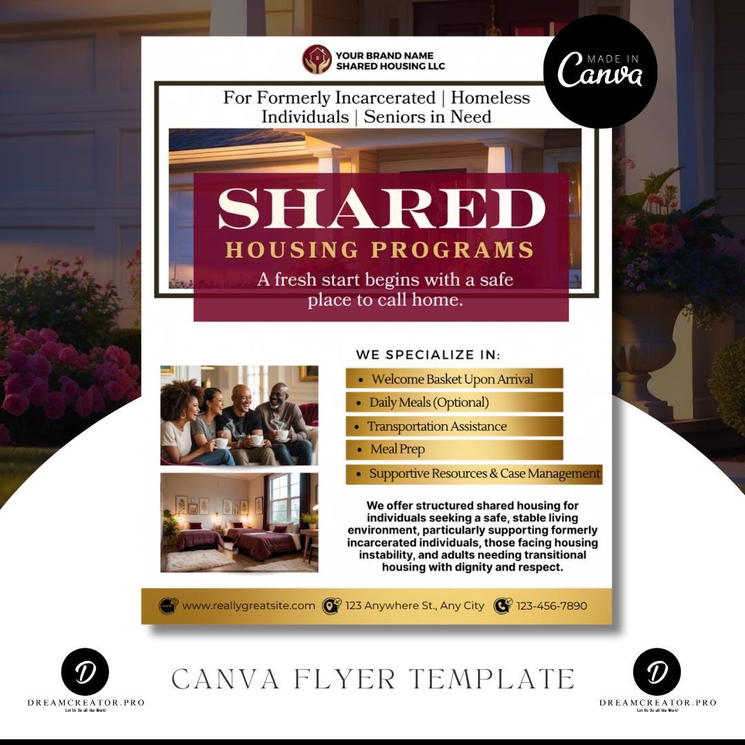Shared Housing Flyer Template | Affordable Living Canva Flyer ...