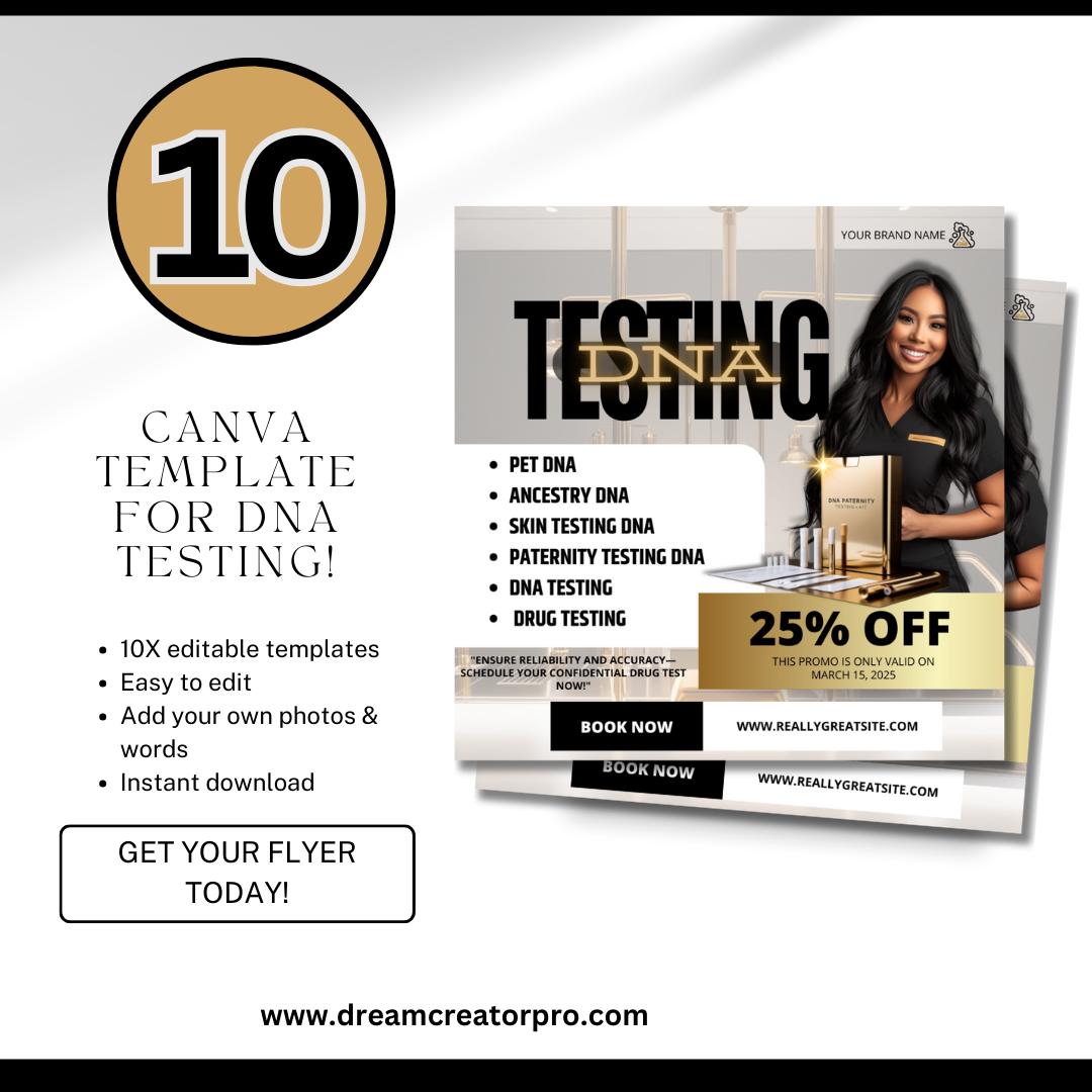DNA Testing Canva Flyer Template / DIY Medical DNA Lab Service/ Mobile ...