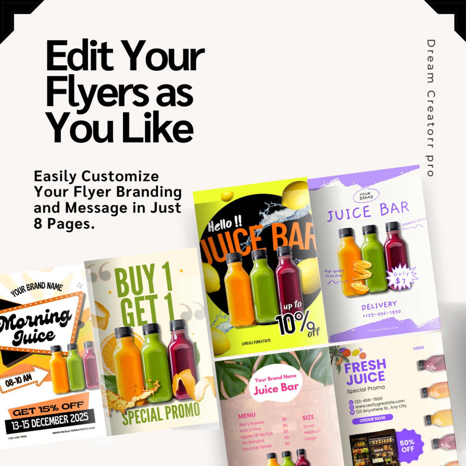 Juice Bar / Juice Bar Flyer Canva Template / Juice Bar Menus / Bar Menu ...