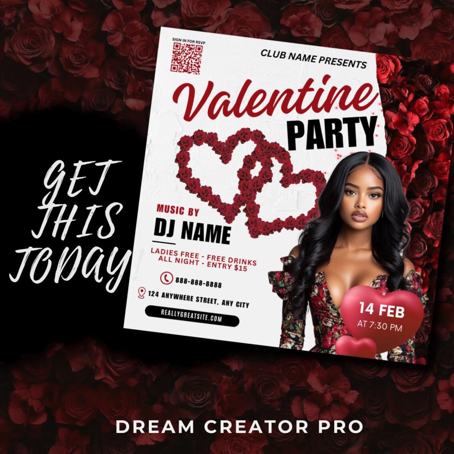 DIY Valentines Party Flyer, February Flyer, Party Flyer, Club Flyer ...