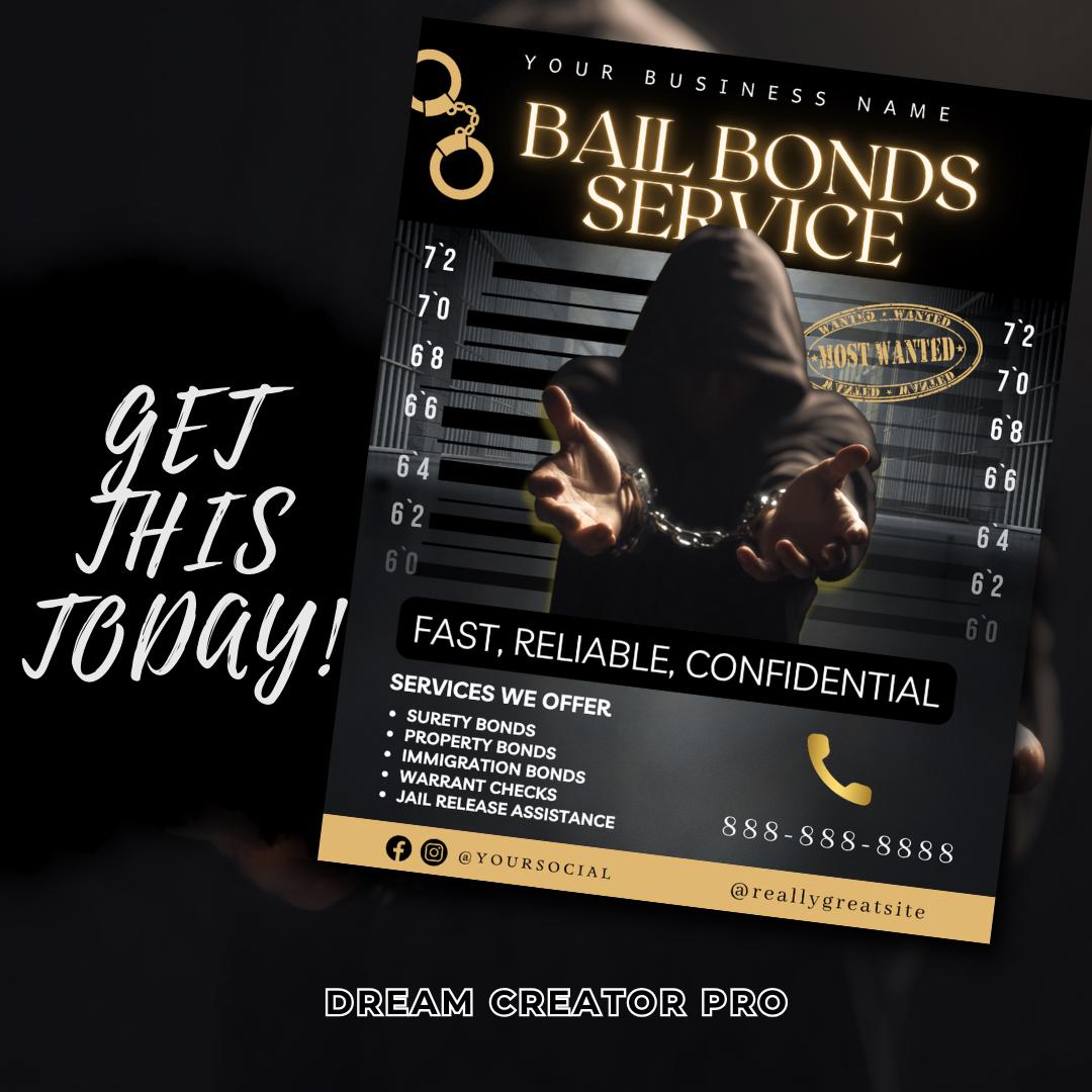 Bail Bond Service Flyer Template | Editable Canva Design for Bail ...