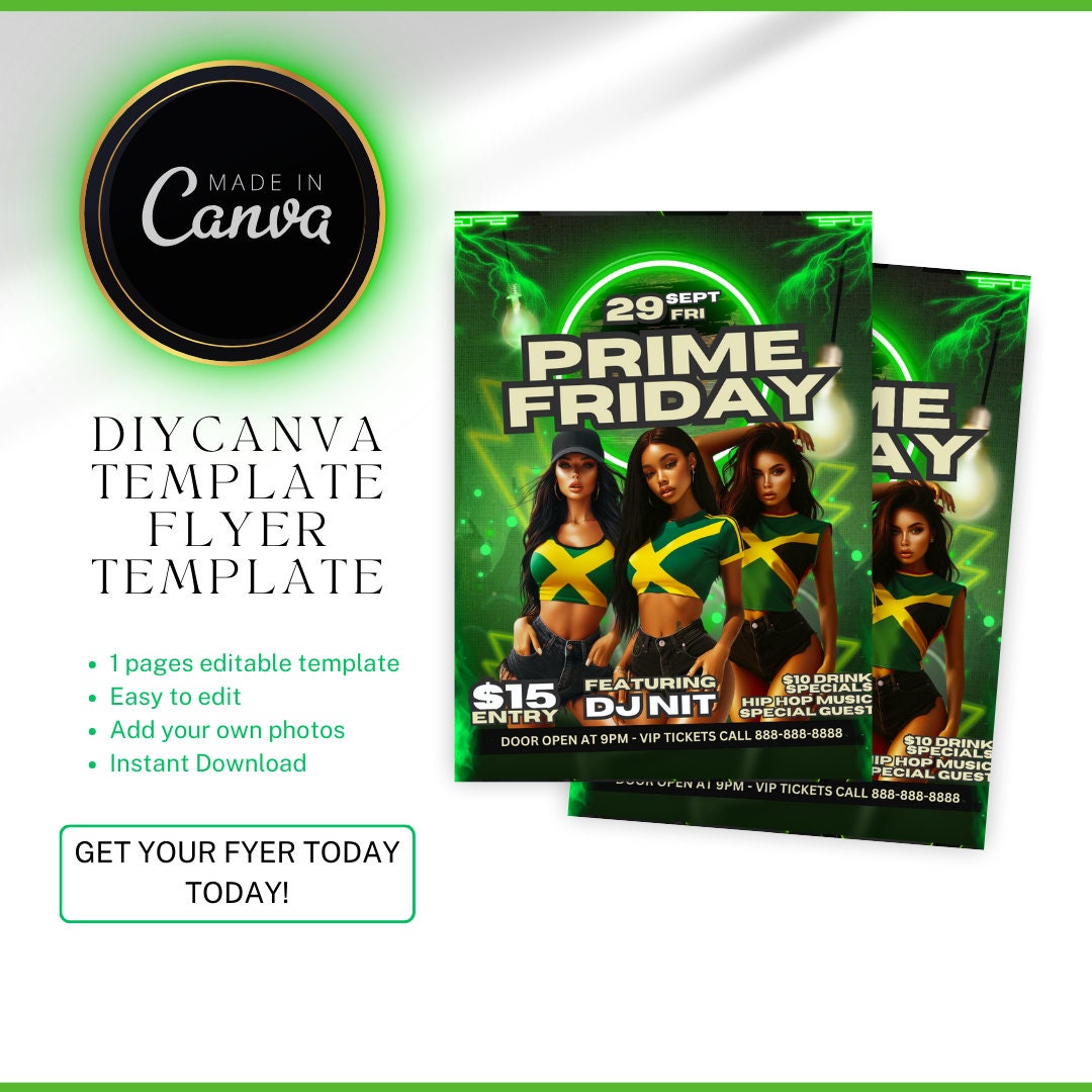 DIY CLUB Party Flyer , Neon Green Flyer, Party Flyer, Club Flyer, Canva ...