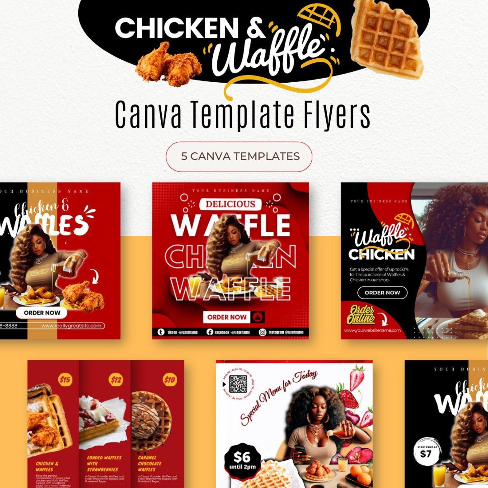 Food Menu Template / Food Menu / Waffle Template / Instagram Template ...