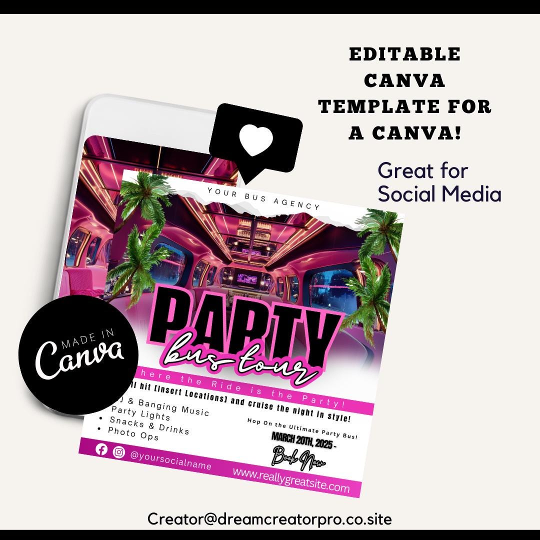 Party Bus Flyer Template / Shuttle Bus Template / Travel Agent / Travel ...