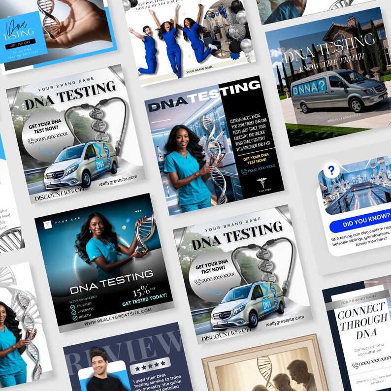DNA Testing Flyer Canva Templates / DIY Medical DNA Lab Service Website ...