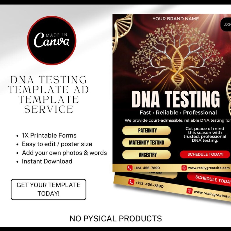 DNA Testing Instagram Post Template | Canva Editable DNA Lab Services ...