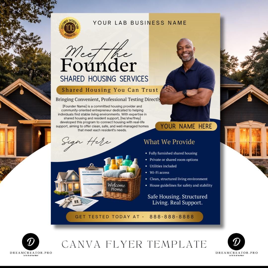 Shared Housing Meet the Founder Flyer Template | Affordable Living ...