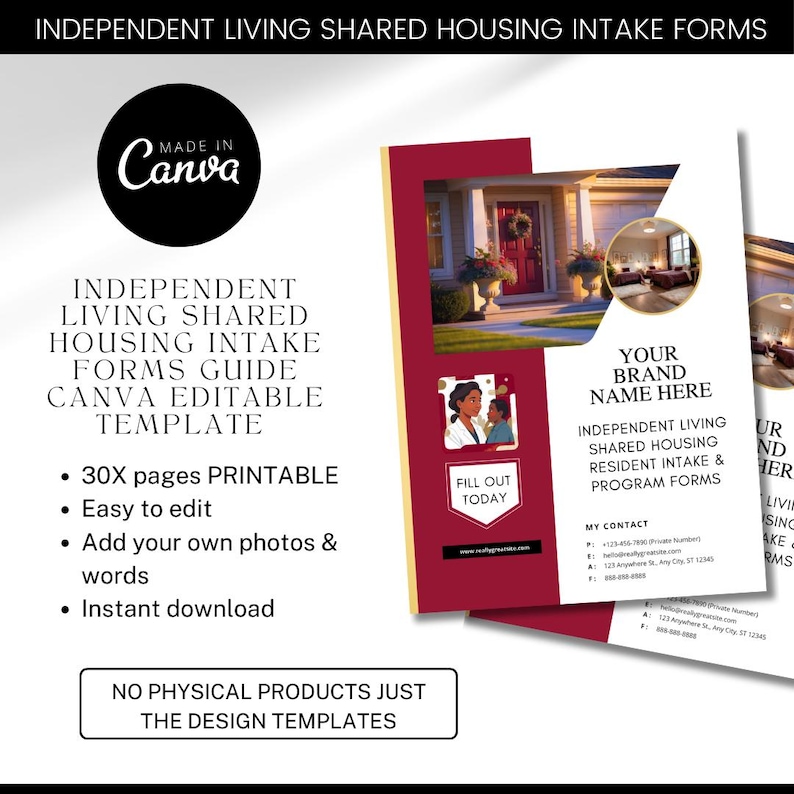 Shared Housing Independent Living Forms Packet | 30 Page Intake, Case ...