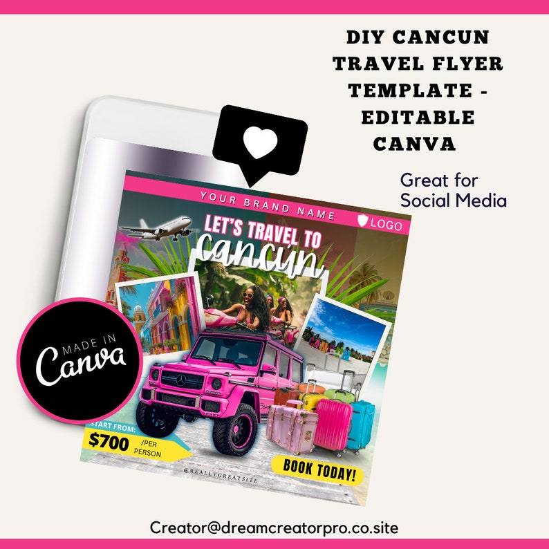 CANCUN Travel Agent Flyer / Travel Agent Canva / Travel Agent / Canva ...