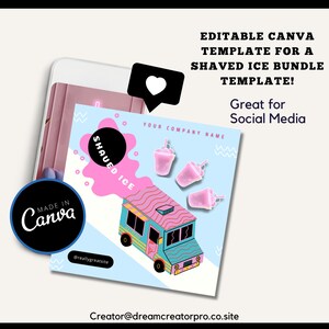 Shaved Ice Menu Template / Snow Cone Menu Template / Food Menu / Canva ...