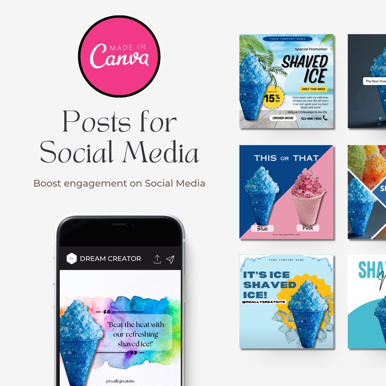Shaved Ice Menu Template / Snow Cone Menu Template / Food Menu / Canva ...