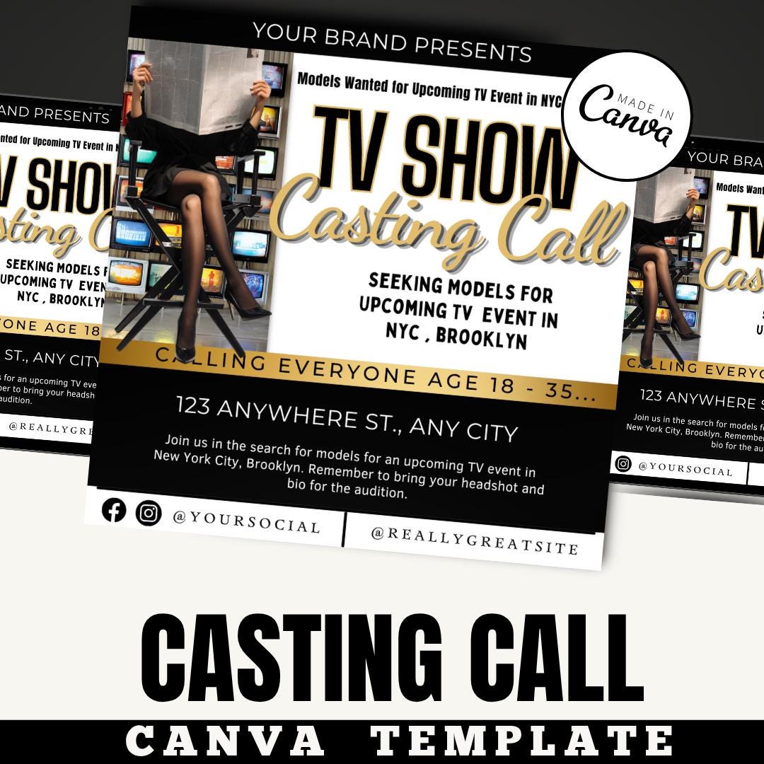 TV Show Audition Instagram Flyer Canva Template – Editable Casting Call ...