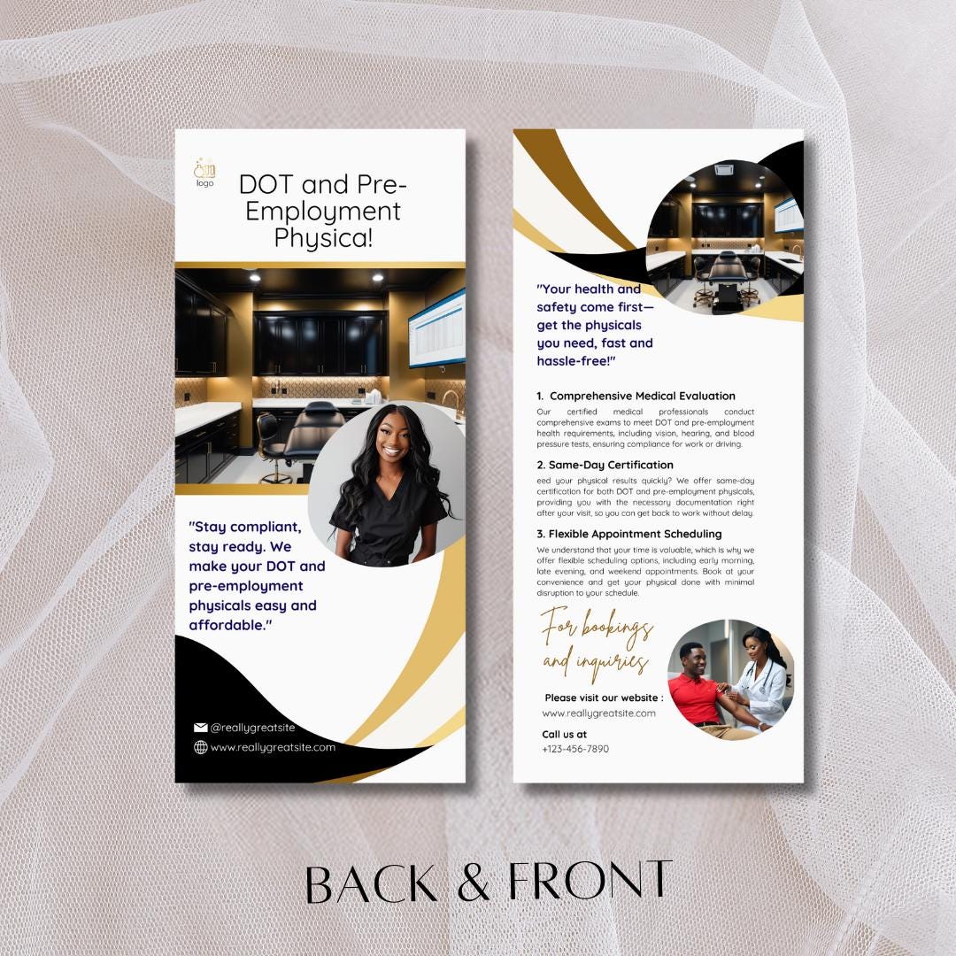 DOT & Pre-employment Physicals Rack Card / DIY Medical Service/ Mobile ...