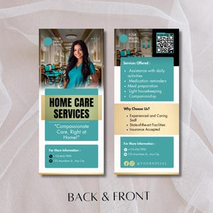 Home Care Service Rack Card / DIY Home Care Service Flyer/ Pink Home ...
