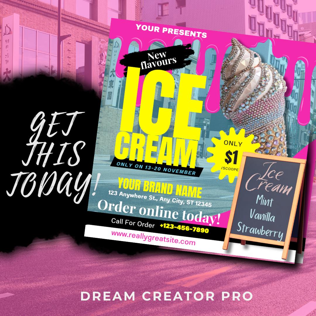 ICE Cream Shop Template / Food Truck Menu Template / Food Menu / Canva ...