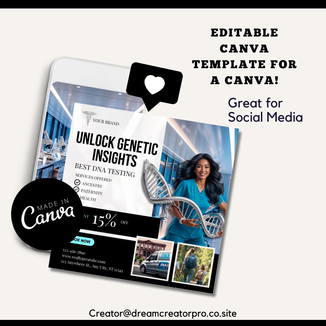 DNA Testing Flyer Canva Templates / DIY Medical DNA Lab Service Website ...