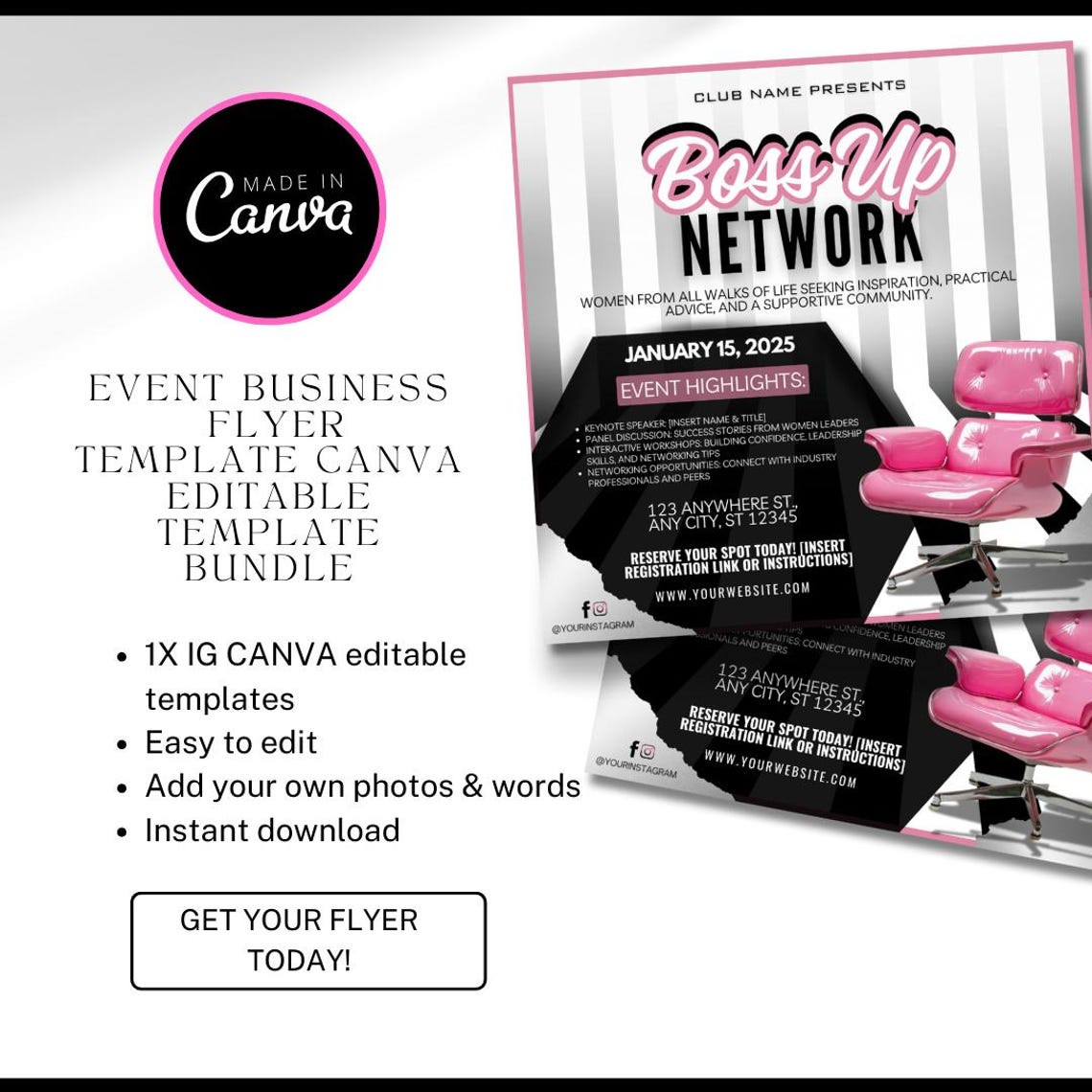 Women Network Event Flyer Template/ Conference Flyer / Workshop / Canva ...
