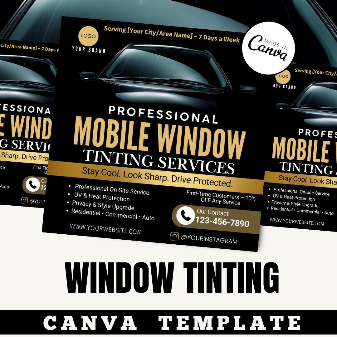 Tinted Window Mobile Service Flyer Template | Editable Canva Auto ...