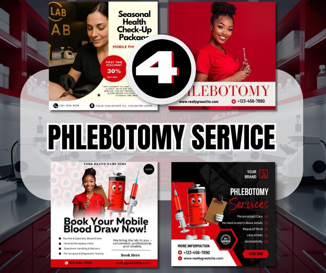 Phlebotomy Service Flyer Bundle | 4 Canva Templates | Mobile Lab ...