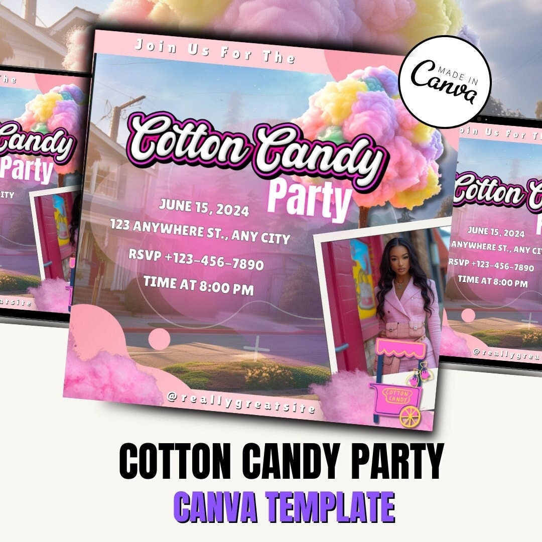 Cotton Candy Flyer Party Canva Template / Party Canva Template / Event ...