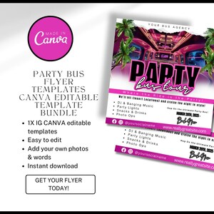 Party Bus Flyer Template / Shuttle Bus Template / Travel Agent / Travel ...