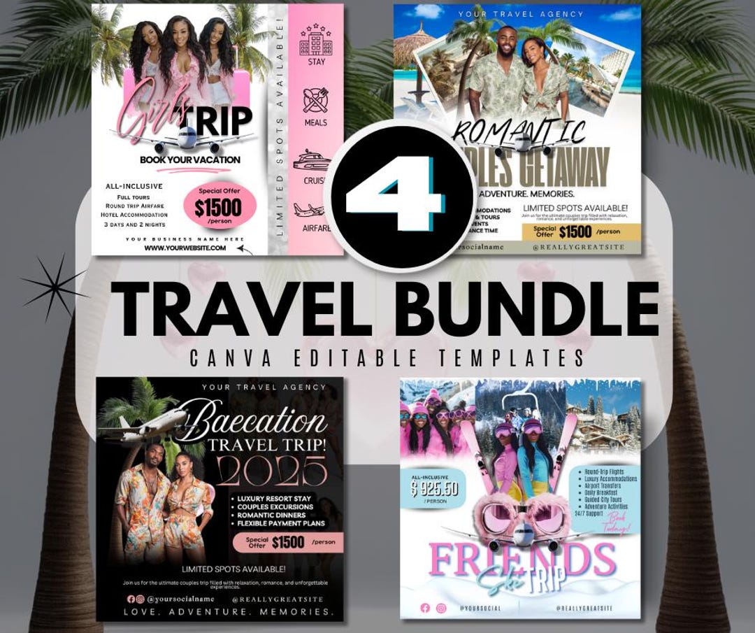 Travel Flyer Bundle | 4 Editable Canva Instagram Post Templates | Ski ...