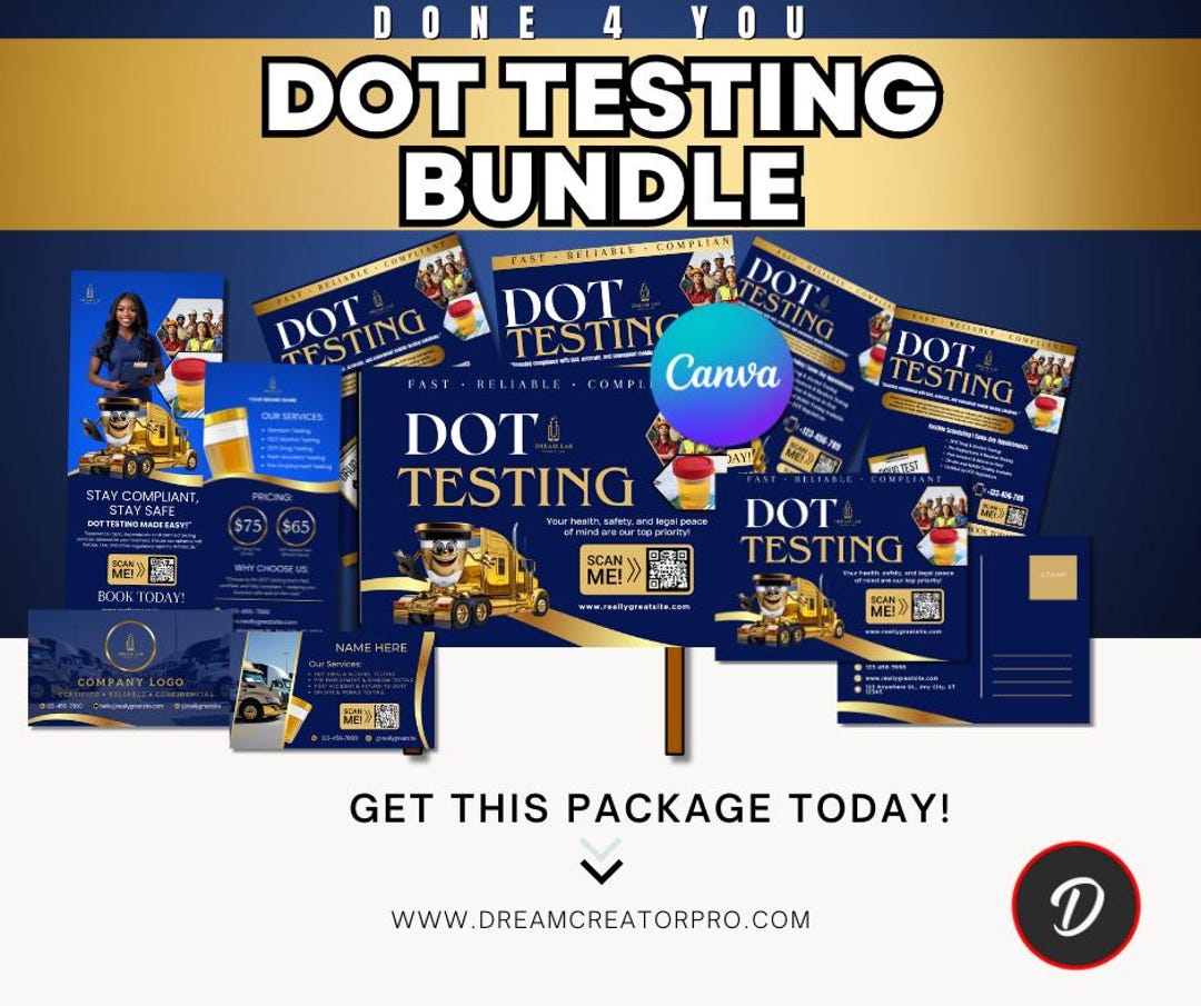 DOT Testing Gold Luxury Marketing Bundle | Editable Canva Templates ...