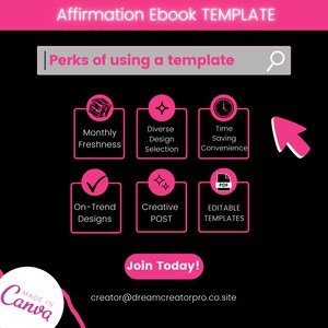 Affirmation Ebook Template Guide / Canva E-book Template / Canva Guide ...