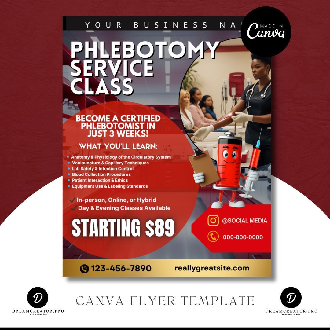 Phlebotomy Service Class Flyer Template / DIY Medical Service Flyer ...